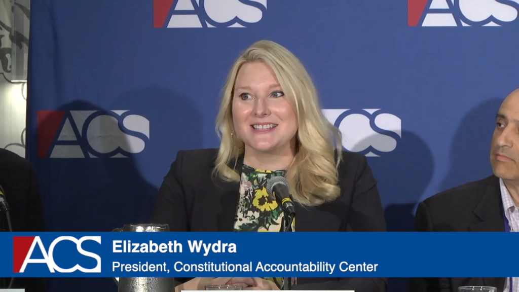 CAC President Elizabeth Wydra speaking at the American Constitution ...