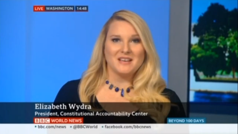CAC President Elizabeth Wydra appearing on BBC Beyond 100 Days on ...