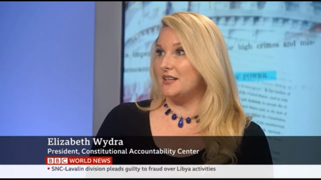 CAC President Elizabeth Wydra appearing on BBC World News on December ...