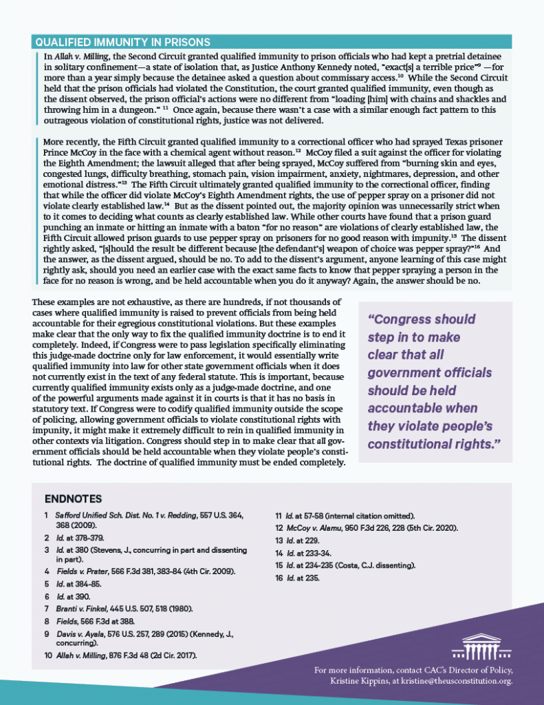 Qualified Immunity | Beyond Policing | Constitutional Accountability Center